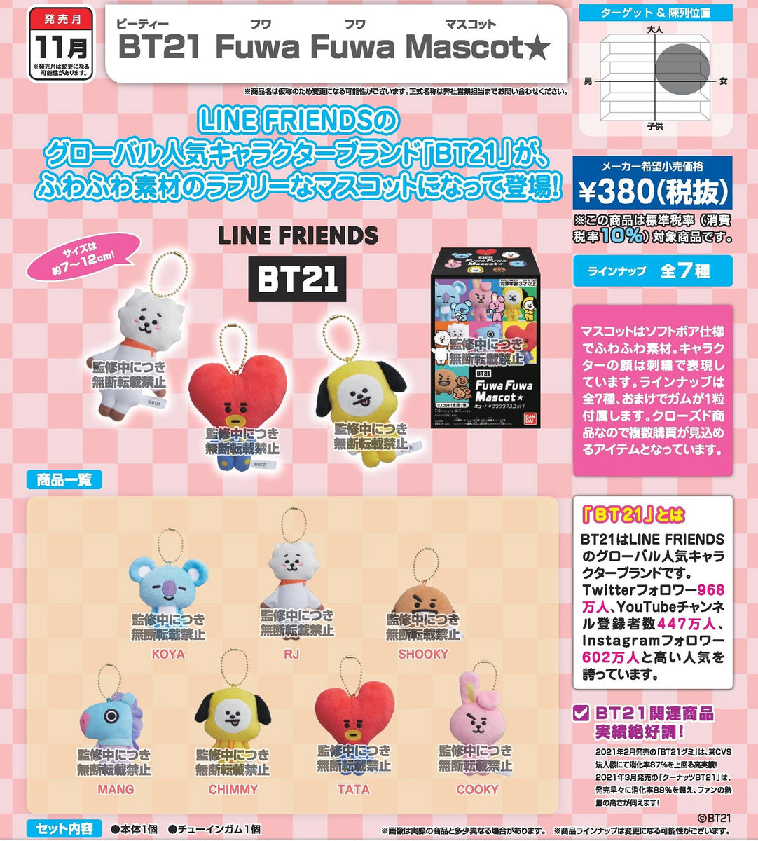 【預訂日期至02-Aug-21】Bandai BT21 Fuwa Fuwa Mascot★ [BOX OF 10] – 精品 --- 您的動漫模型玩具專家