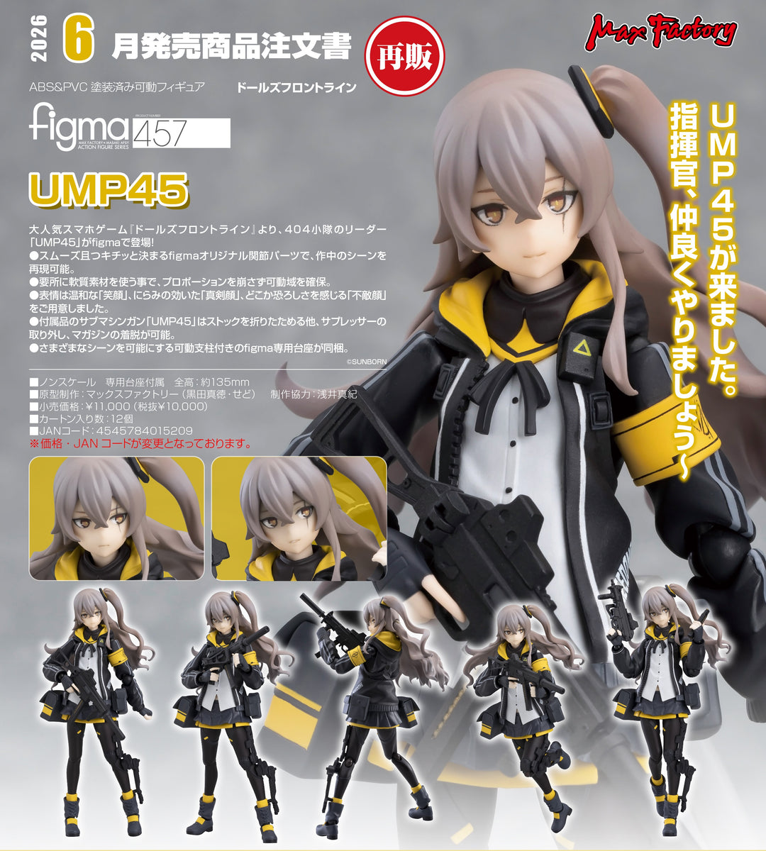 (網店限定)【預訂 - 數量有限，額滿即止】MaxFactory - figma No.457《少女前線》UMP45 (再販) Y10000