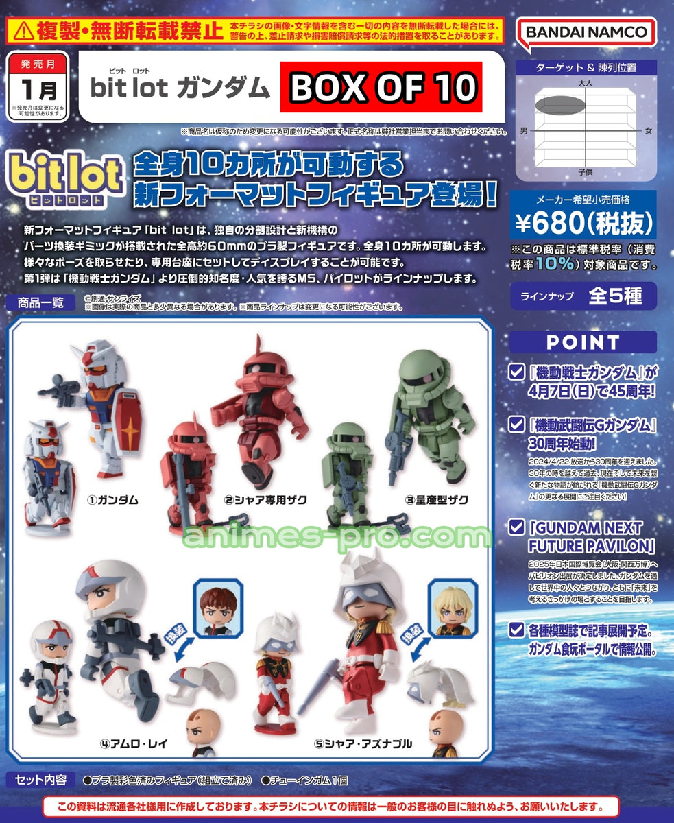 Bandai - Mobile Suit Gundam - Bit Lot Gundam - (BOX OF 10) Y680 (45701