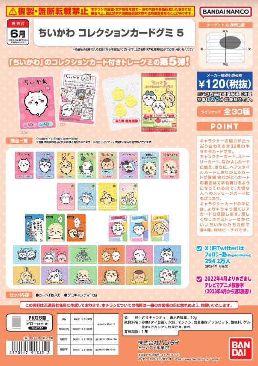 【預訂日期至03-Mar-24】Bandai - JPY120 Chikawa Collection Card Part 5 (457011